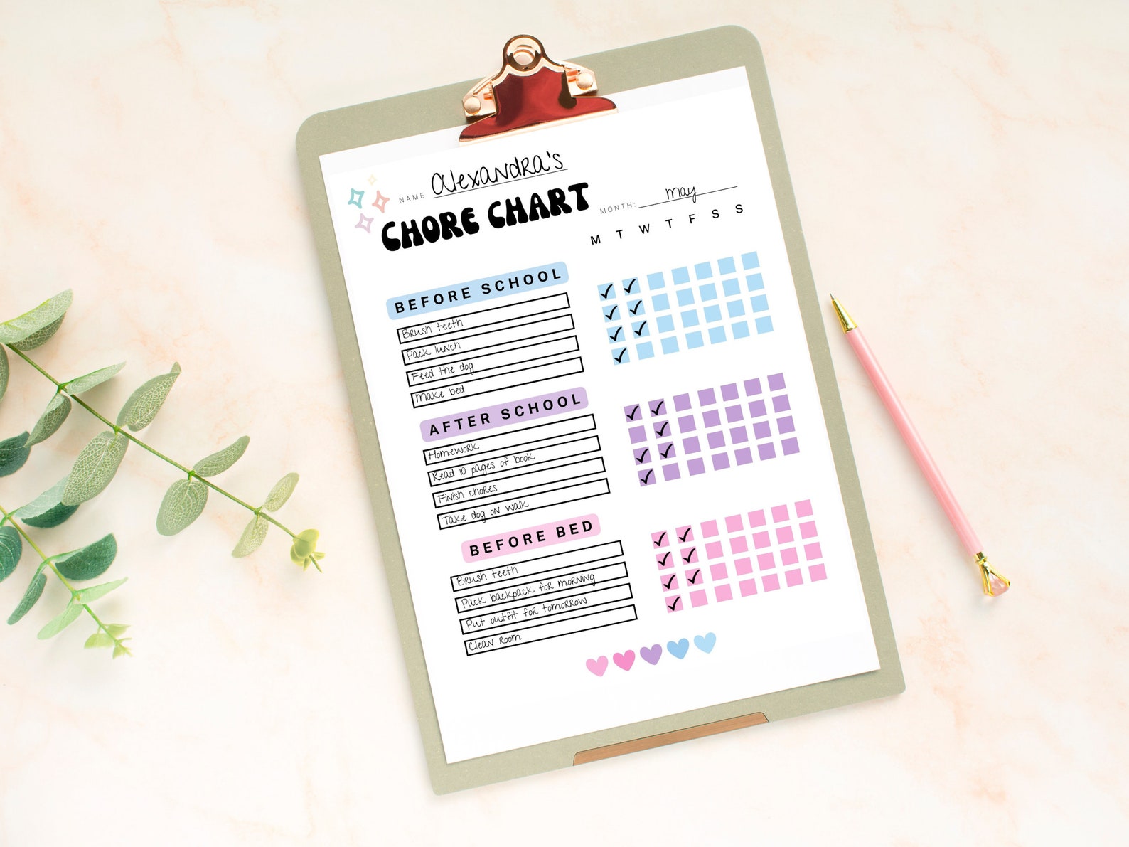 Habit Tracker, Printable Before & After Kids Chore Checklist, Habit ...