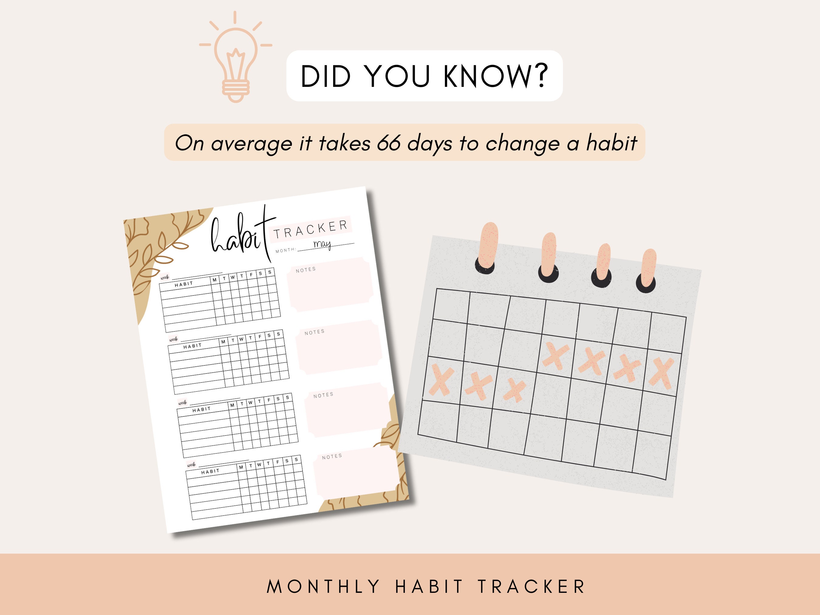 Boho Habit Tracker, Printable Monthly Habit Tracker, Habit Tracker Year ...