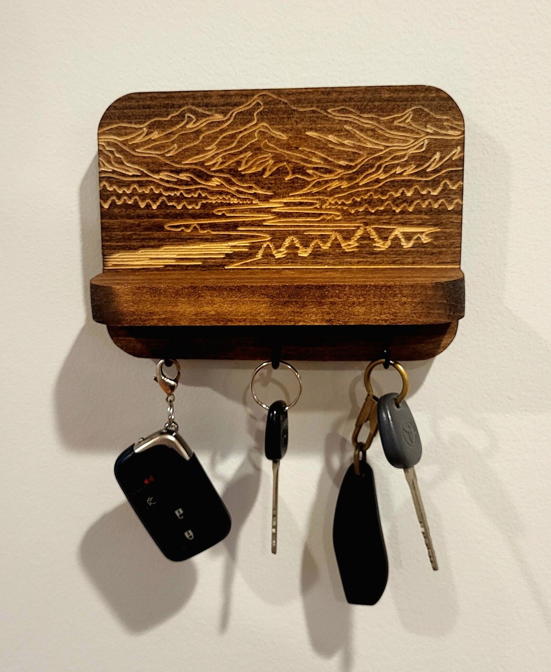 Custom Handmade Solid Hardwood Engraved Key Holder / Key Hanger With ...