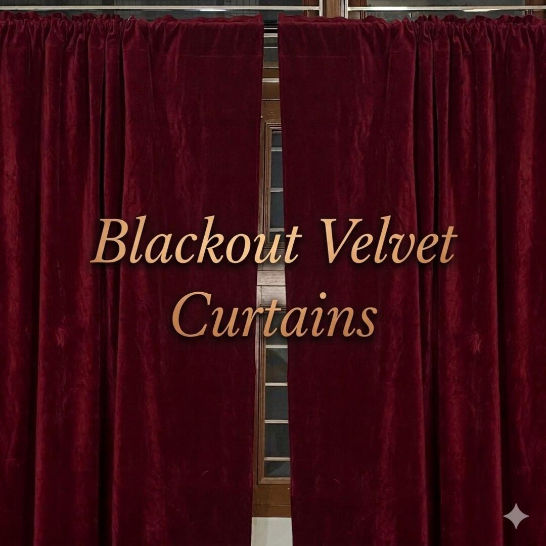 Crushed Velvet Blackout Curtain Panel – Luxury Drapes, Light-blocking ...