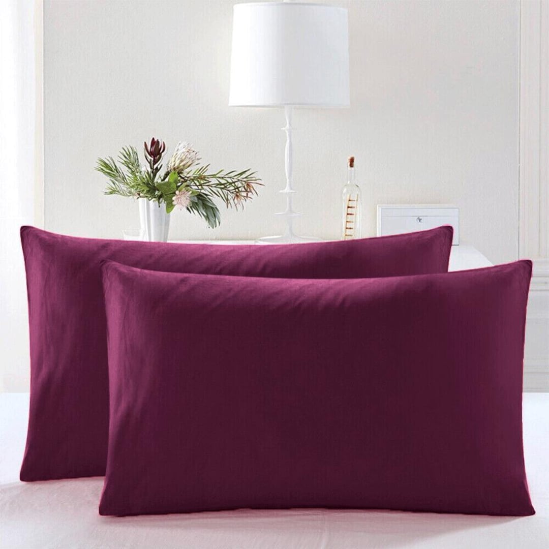 Organic Cotton Pillowcase Set of 2, Solid Color With Hidden Zipper ...
