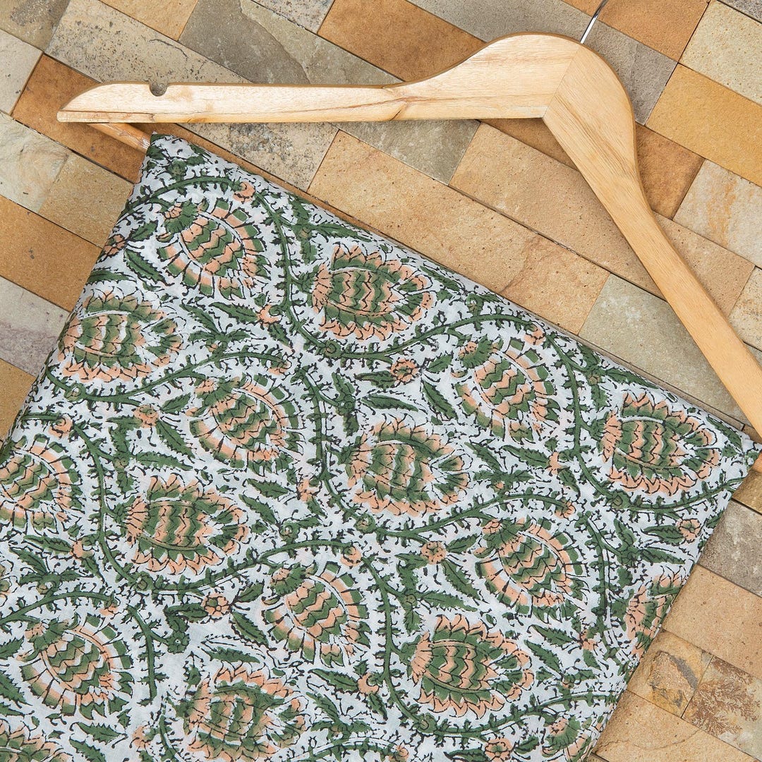 Hand Block Print Cotton Fabric, Indian Dressmaking Fabric, 44" Wide - Etsy