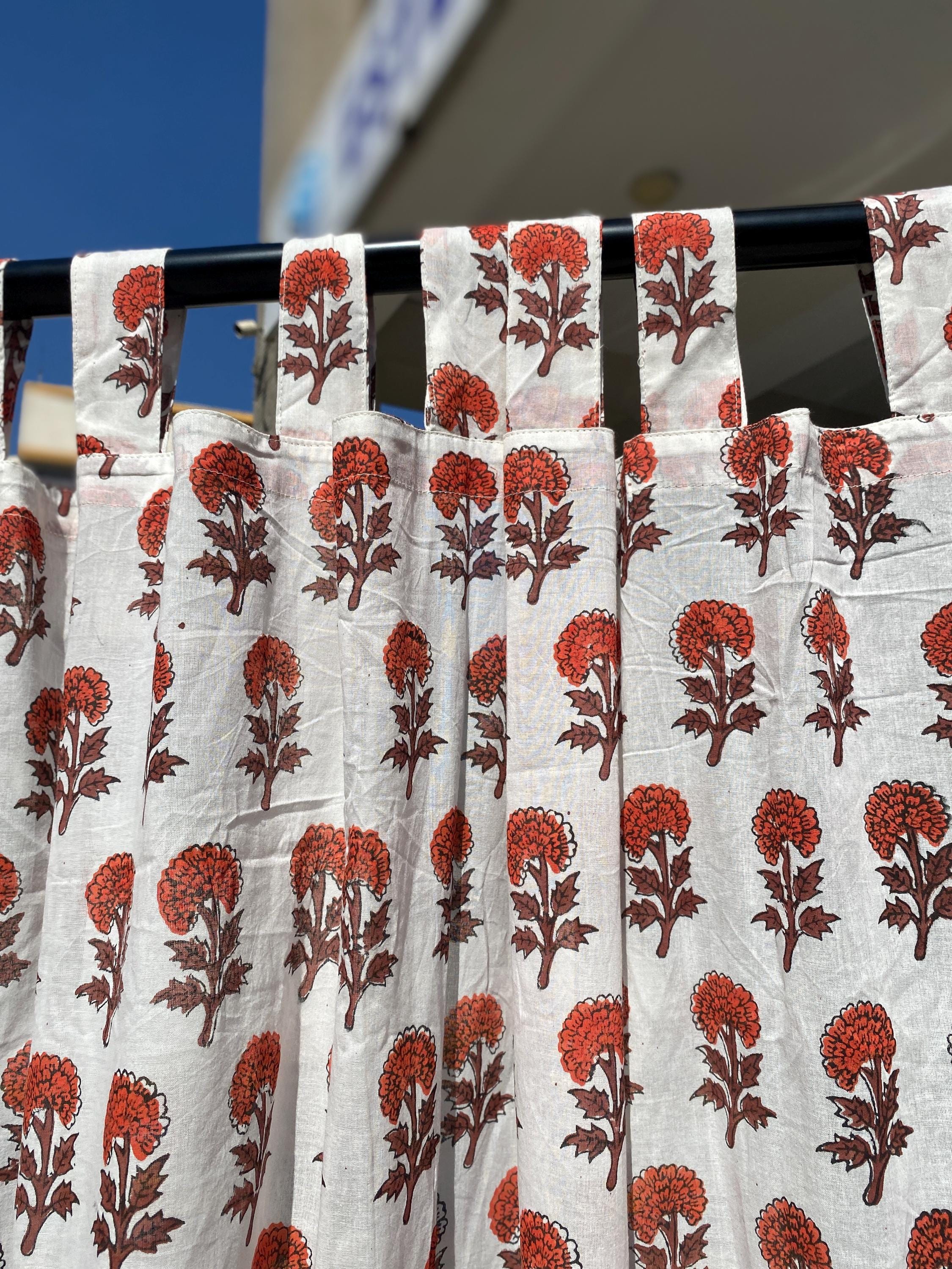 Cotton Hand Block Print Curtain Panel, Mughal Floral Drapes - Etsy