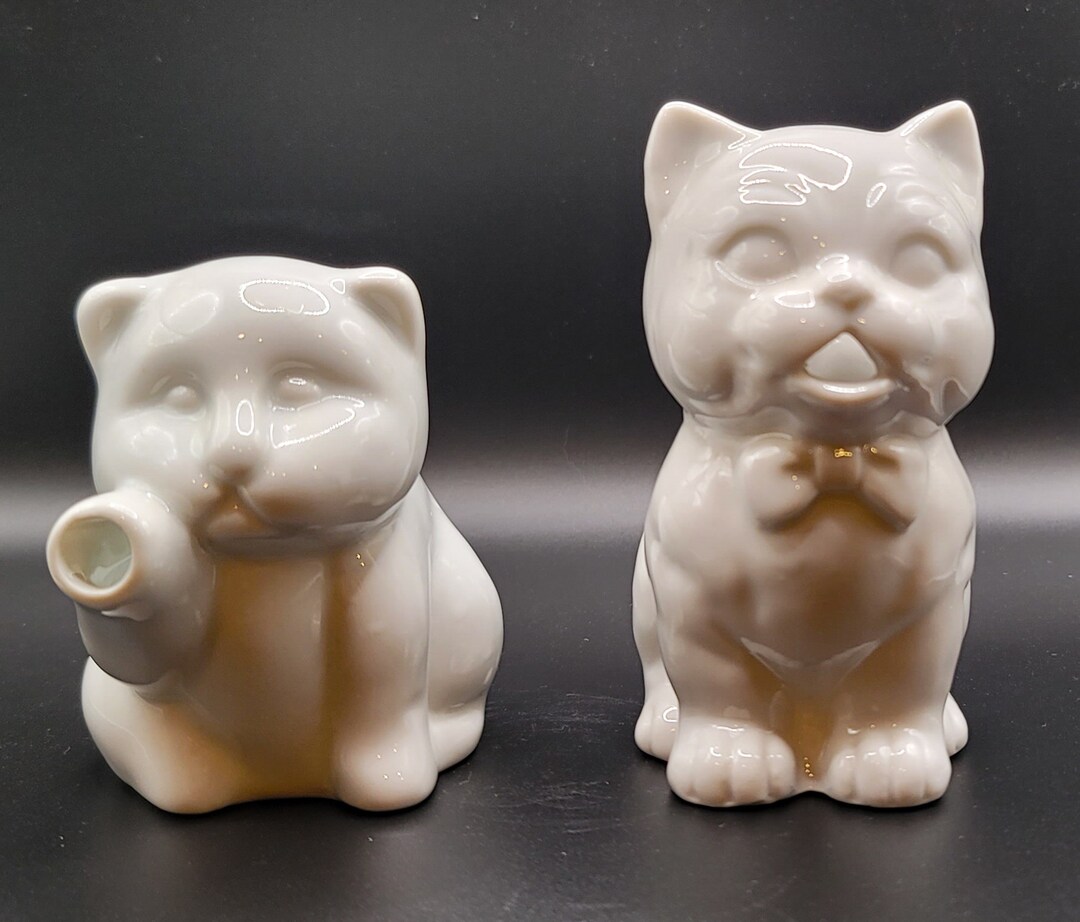 Set of 2, Kitty Cat Pals Cream Pitchers, White Porcelain - Etsy