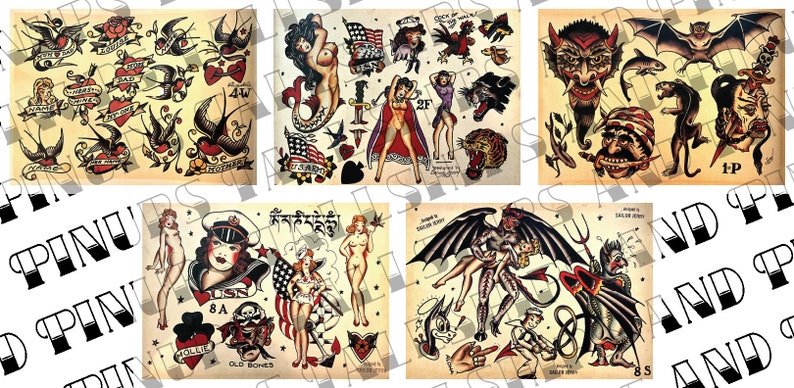 Old School Traditional Tattoo Flash Sailor Jerry Digital Download 5 ...
