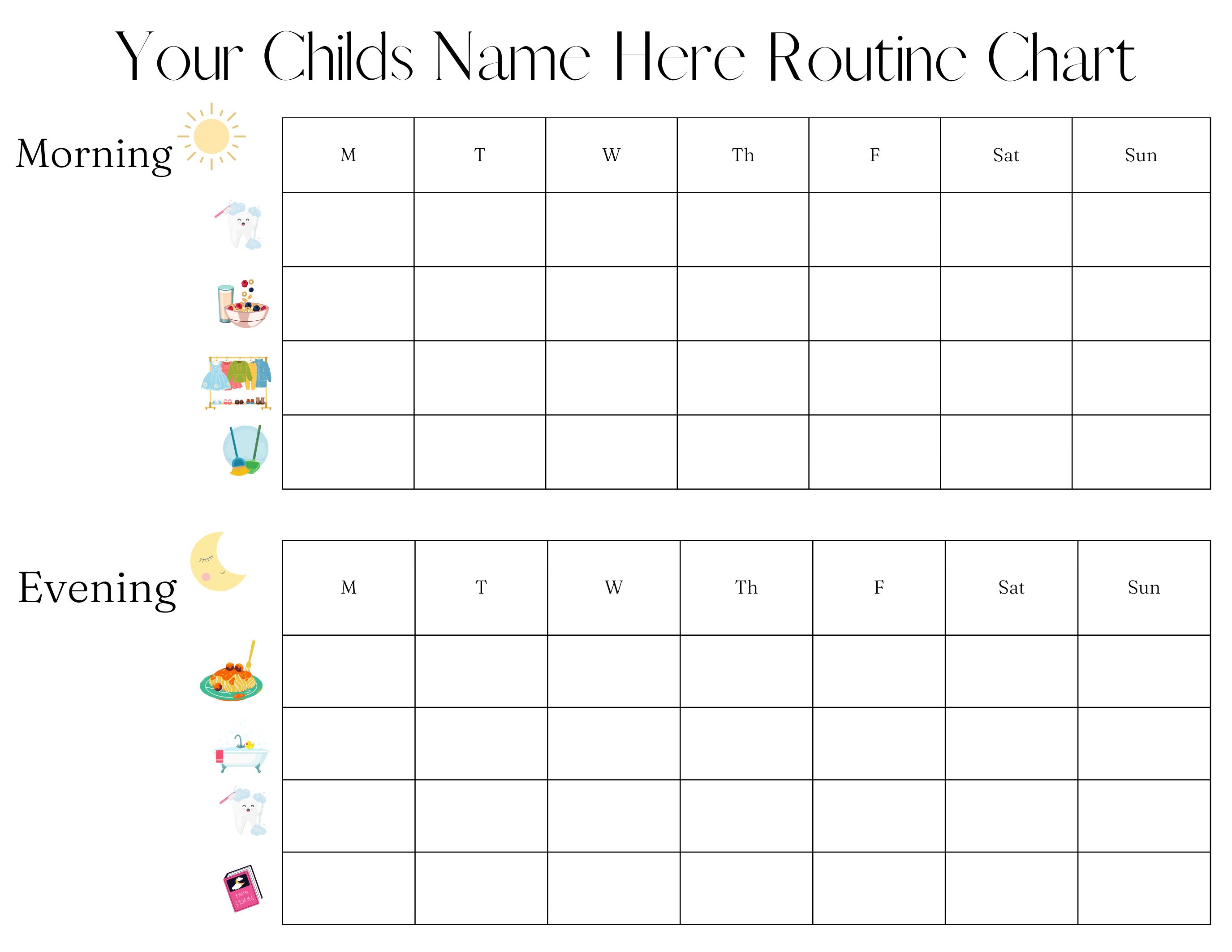 Daily Routine Chart - Etsy