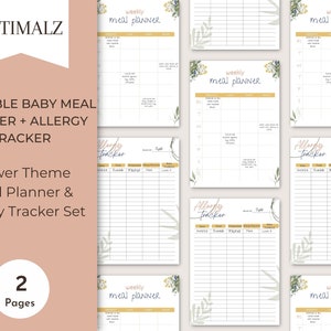 Printable Baby Meal Planner & Allergy Tracker Flower Theme Weekly Meal ...