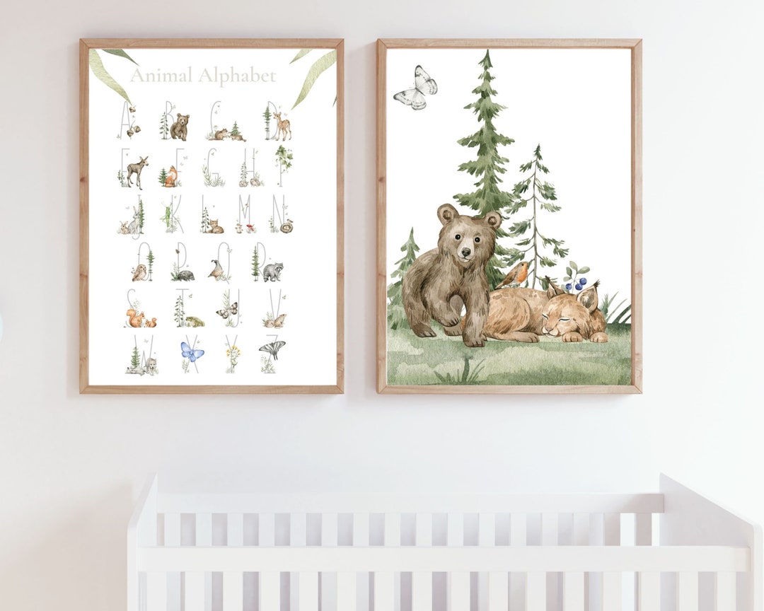 Adorable Nursery Forest Animal Alphabet Forest Animal Wall Art Perfect ...