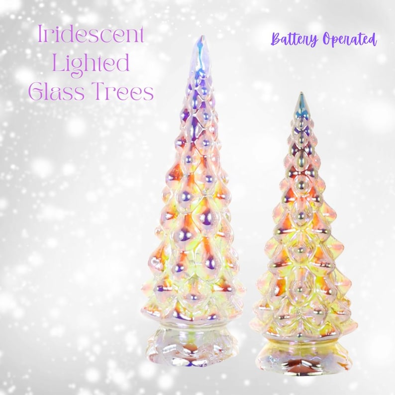 Lighted Irridescent Christmas Trees Cody Foster Set of Two - Etsy