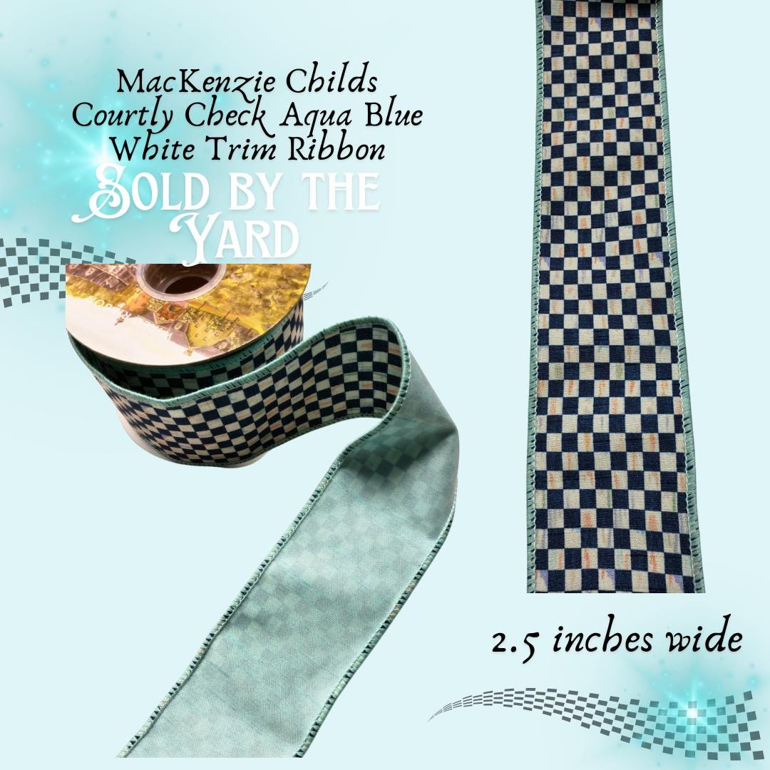 Mackenzie Childs Retired 2.5 Inch Wide Ribbon Sold by the Yard Aqua ...