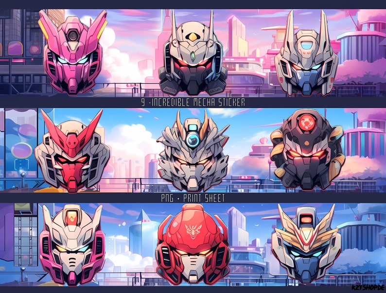 Futuristic Mecha Adventures: Mecha Anime Sticker Collection, DIGITAL ...