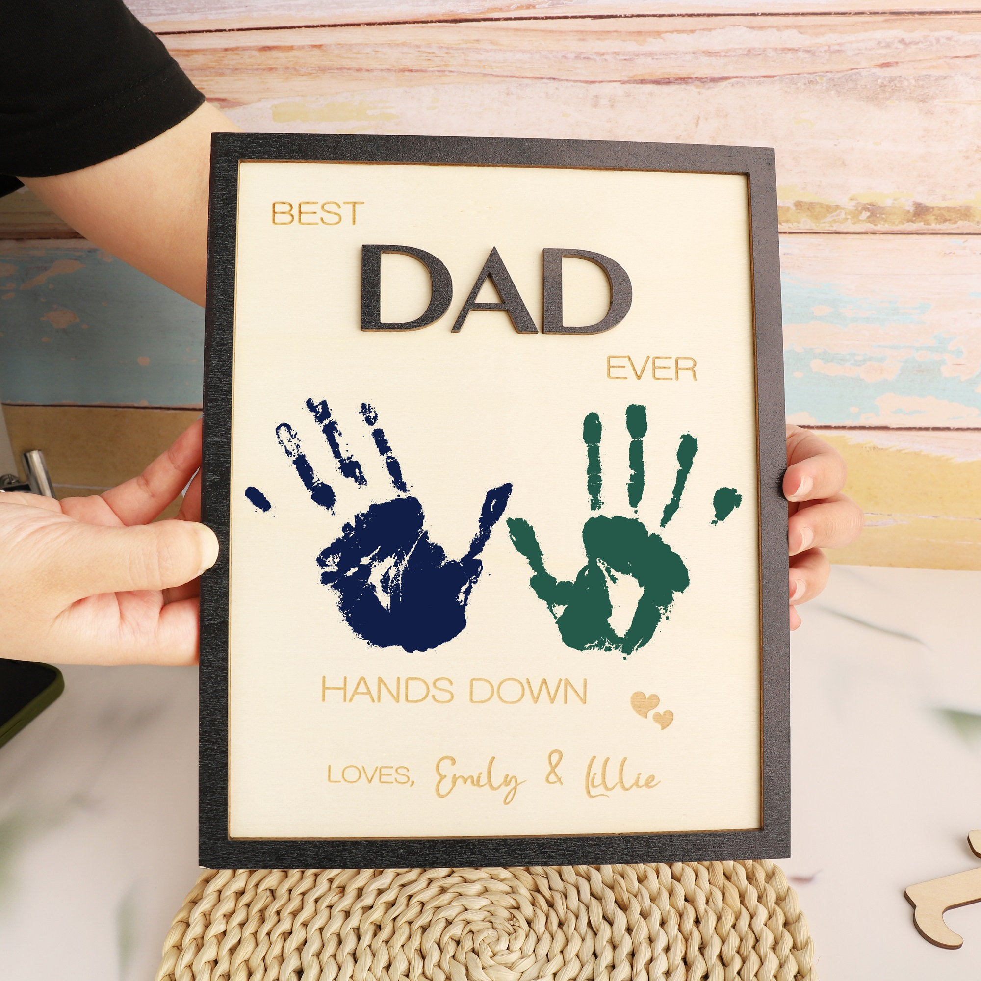 Hands Down Best Dad Ever, DIY Handprint Sign, Personalized Fathers Day ...