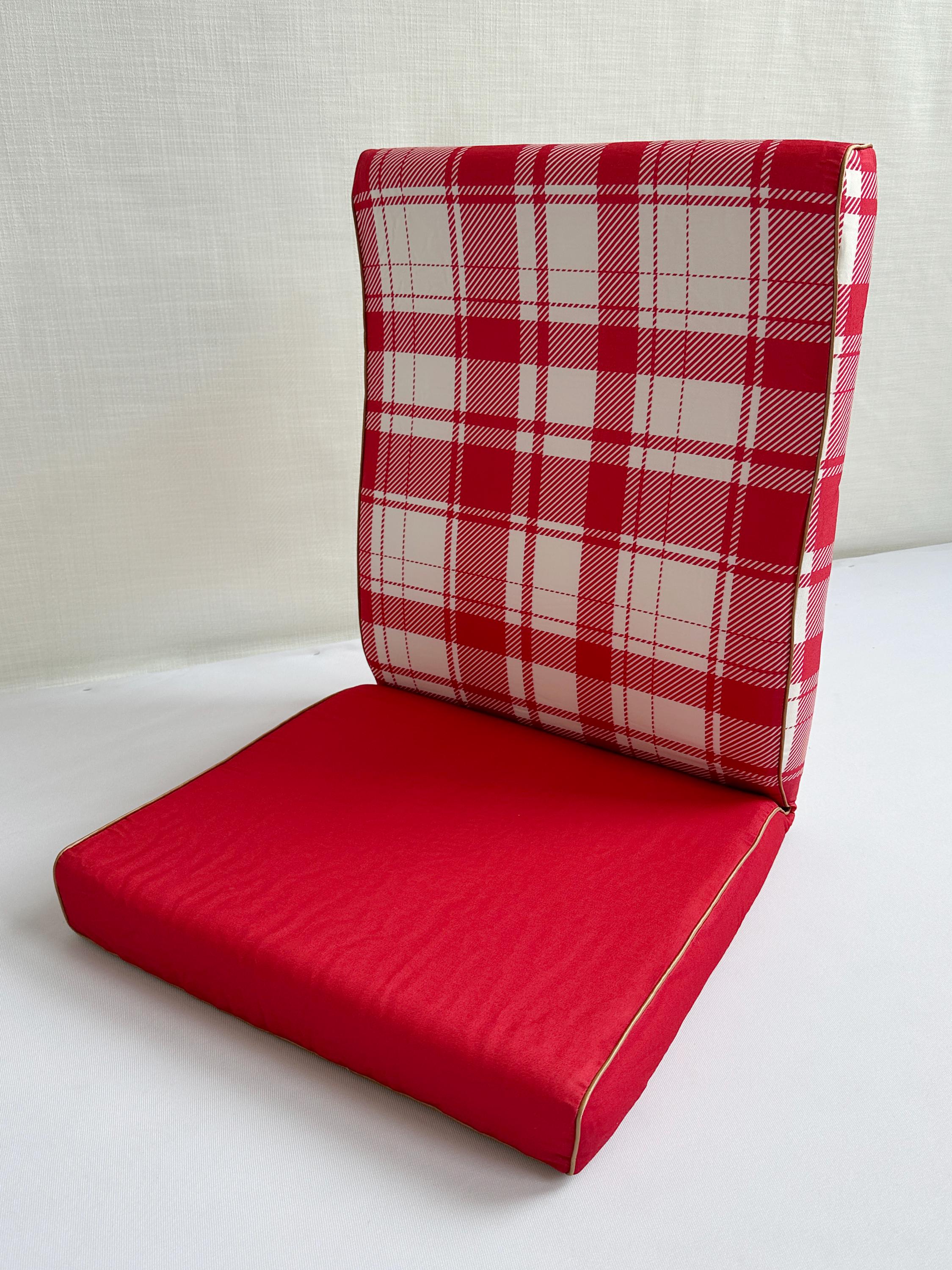 Red Check Chair Cushion, Linen Bench Cushion, Chair Upholstery Cushion ...