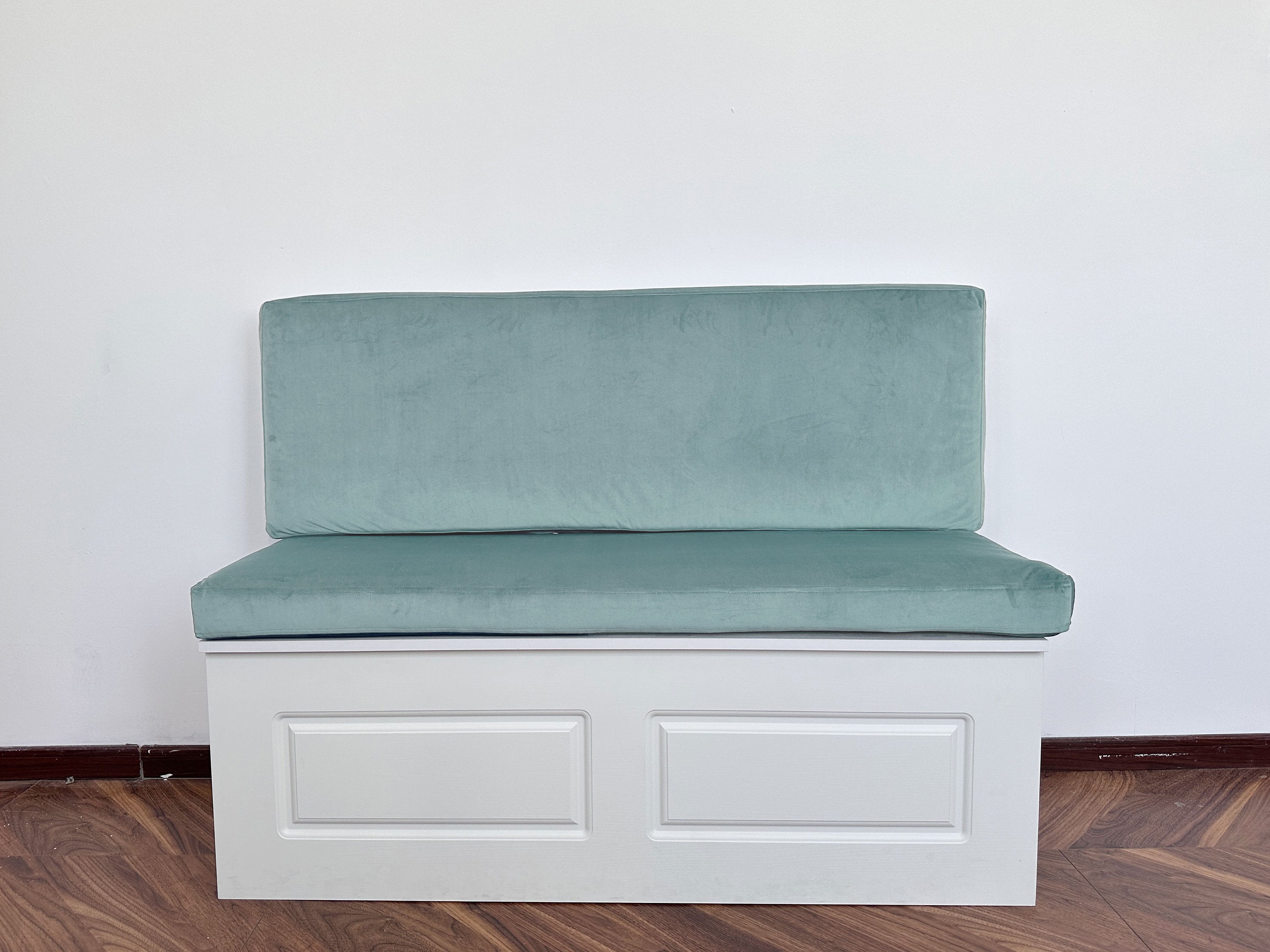 Azure Bench Cushions With Wedge Back Cushion, Custom Velvet Seat ...