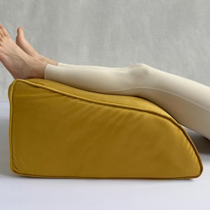 Yellow Velvet Wedge Pillow, Leg Support Cover, Side Sleeper Pillow ...