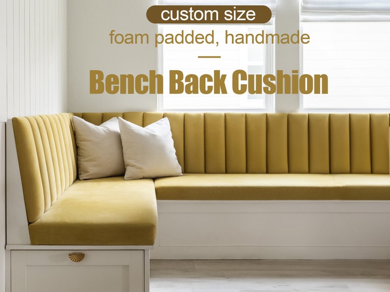 Yellow Velvet Bench and Back Cushion, Custom-size Cushion, Velvet ...