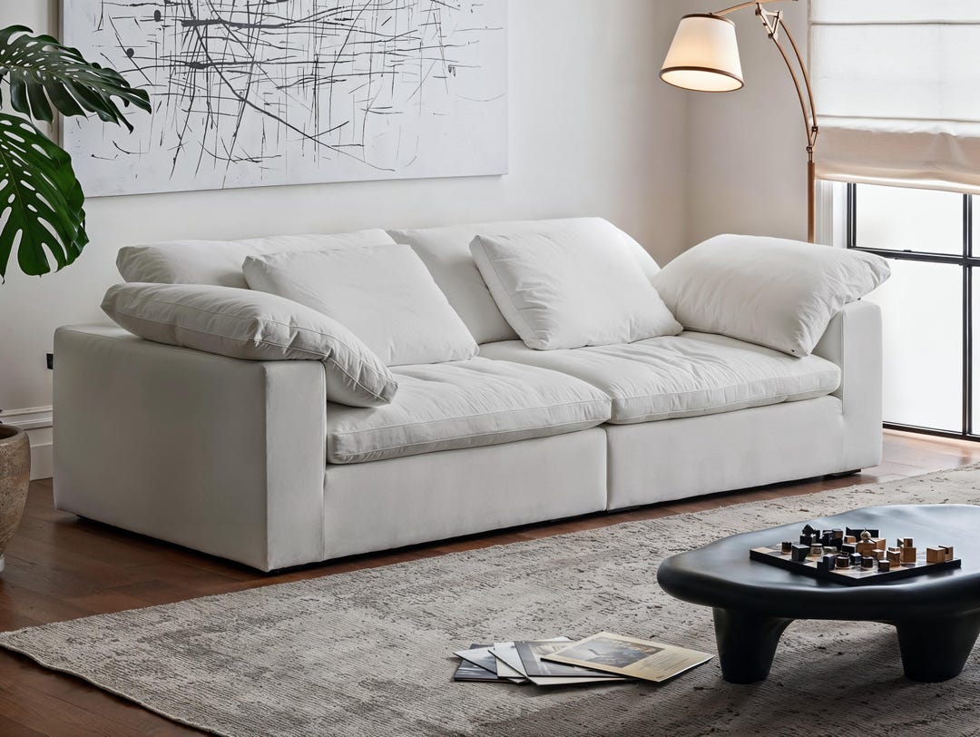 Custom-made Cotton Linen Sofa Slipcover, White Sofa Cover and Cushion ...