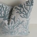 Light Blue Floral Pattern Print Linen Pillow, Designer Contemporary ...