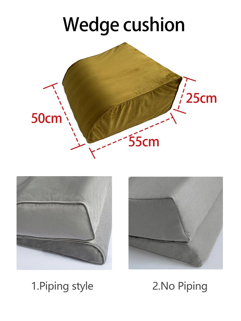 Yellow Velvet Wedge Pillow, Leg Support Cover, Side Sleeper Pillow ...