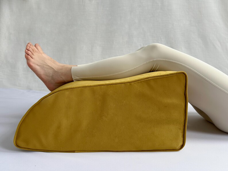 Yellow Velvet Wedge Pillow, Leg Support Cover, Side Sleeper Pillow ...