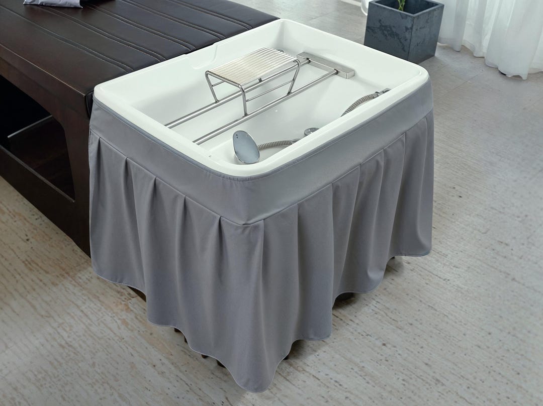 Gray Pleated Sink Skirt , Washing Table Obstruction, Handmade- Hair ...