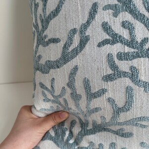 Light Blue Floral Pattern Print Linen Pillow, Designer Contemporary ...