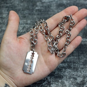 Chunky Razor Blade Faceted Cable Chain Necklace, Layering Necklace ...
