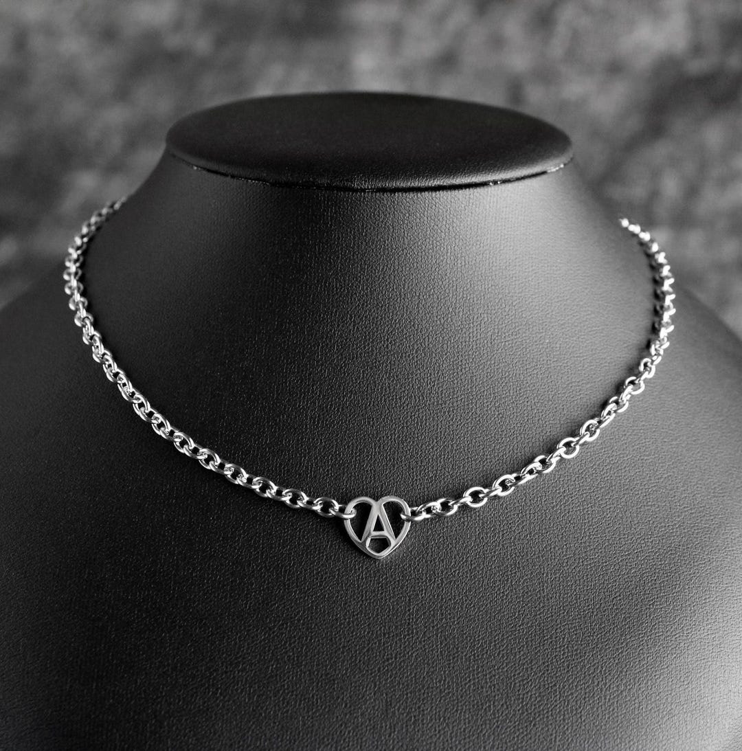 Anarchy Heart Necklace, Letter A Necklace, Punk Necklace, Alt Jewelry ...