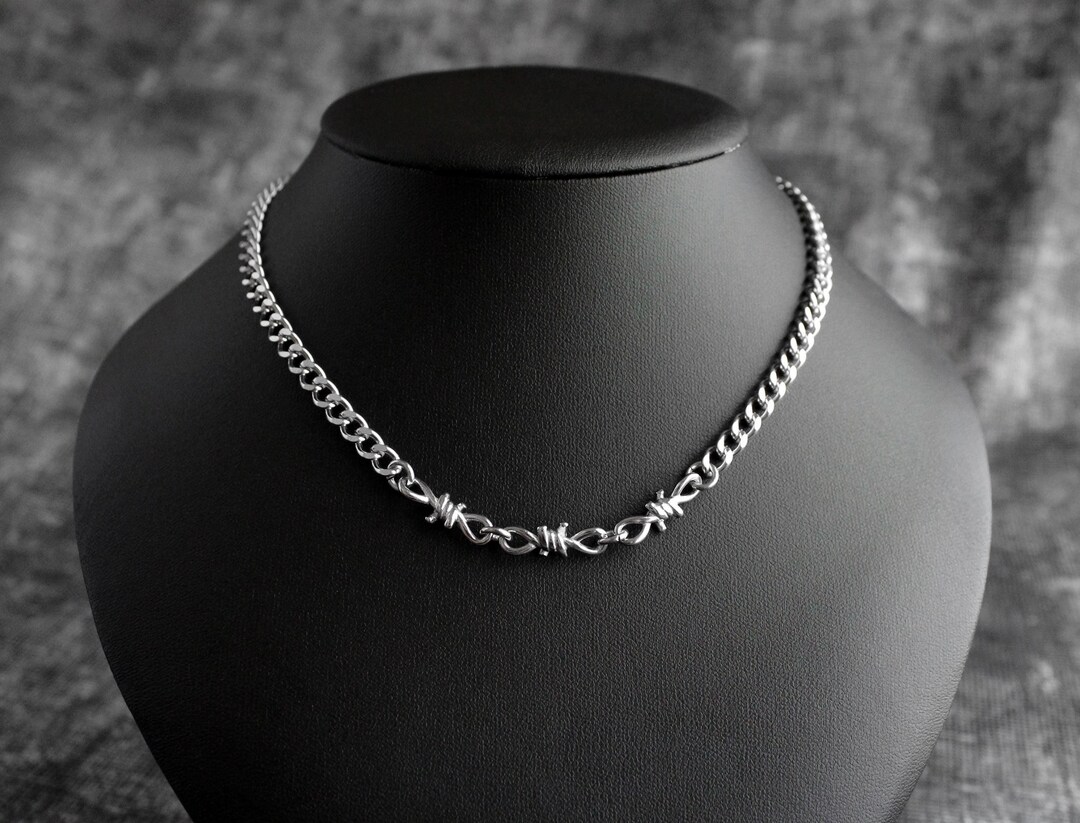 Barbed Wire Chain Necklace, Unisex Dainty Delicate Minimal Punk ...