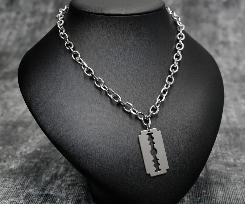 Chunky Razor Blade Faceted Cable Chain Necklace, Layering Necklace ...