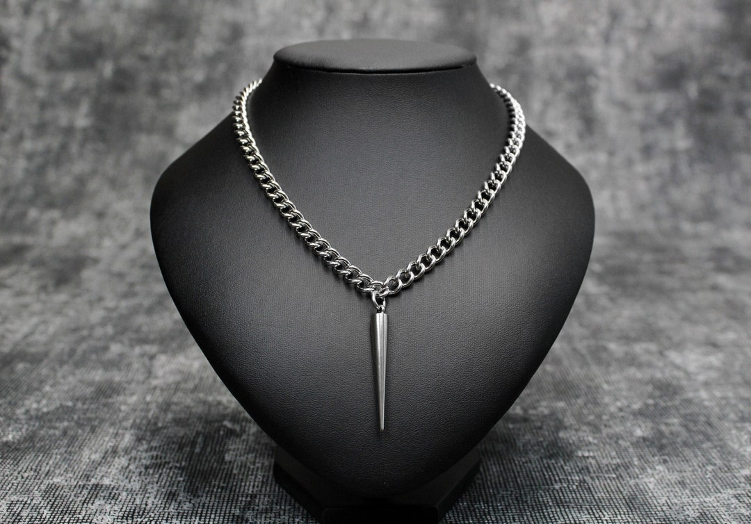 Large Spike Chunky Curb Chain Necklace, Layering Necklace, Punk ...