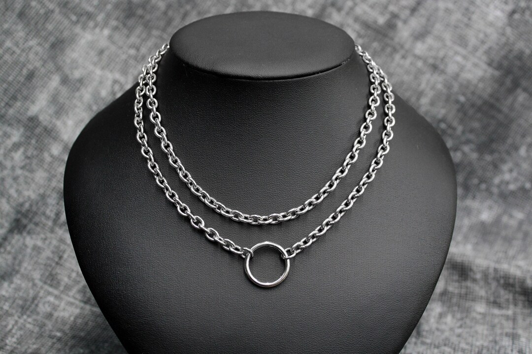 O Ring Necklace, Two Strand Punk Necklace, O Ring Chain, Punk Jewelry ...