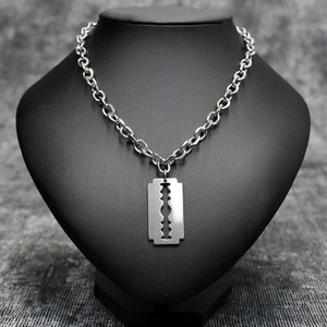 Chunky Razor Blade Faceted Cable Chain Necklace, Layering Necklace ...