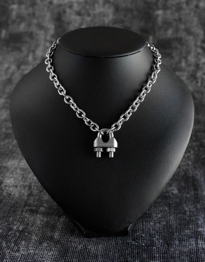 Industrial Stainless Steel Cable Clamp Necklace - Etsy