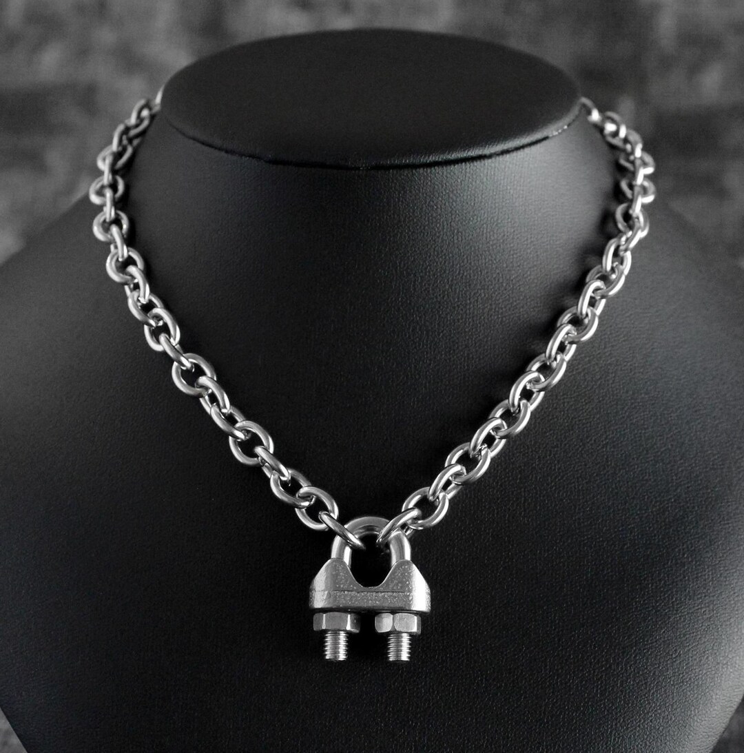 Industrial Stainless Steel Cable Clamp Necklace - Etsy