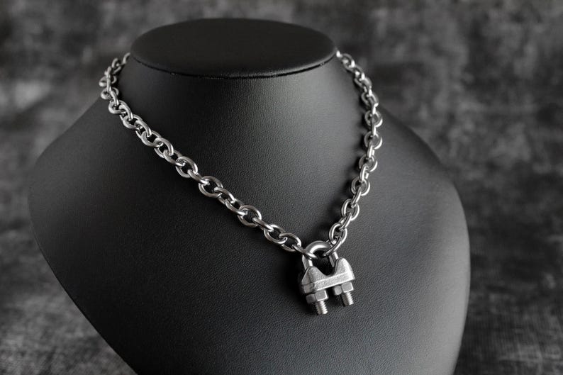 Industrial Stainless Steel Cable Clamp Necklace - Etsy