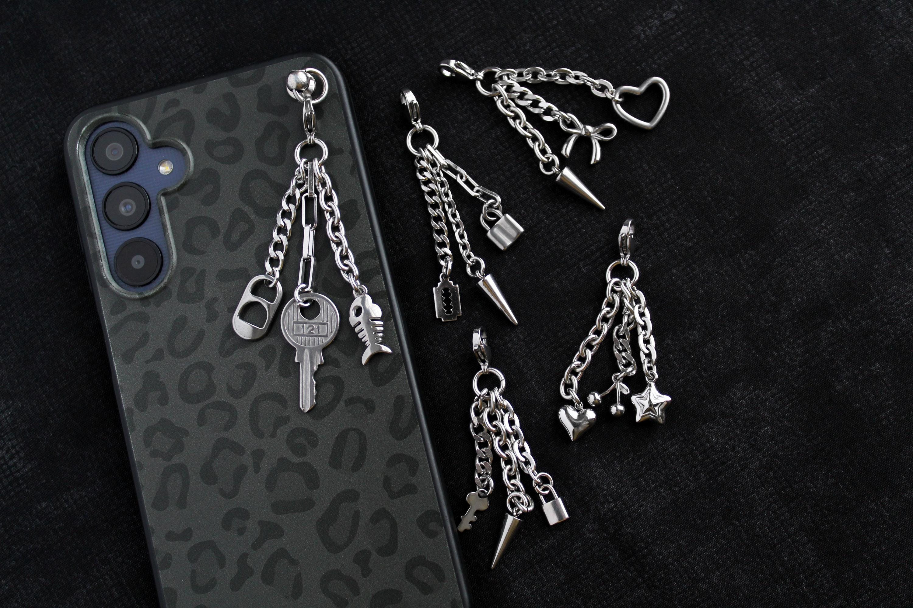 Chain Phone Charms | Stainless Steel Clip Accessory for Punk, Goth, Alt ...