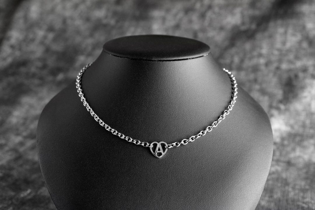 Anarchy Heart Punk Necklace, Letter A Necklace, Alt Jewelry, Chain ...