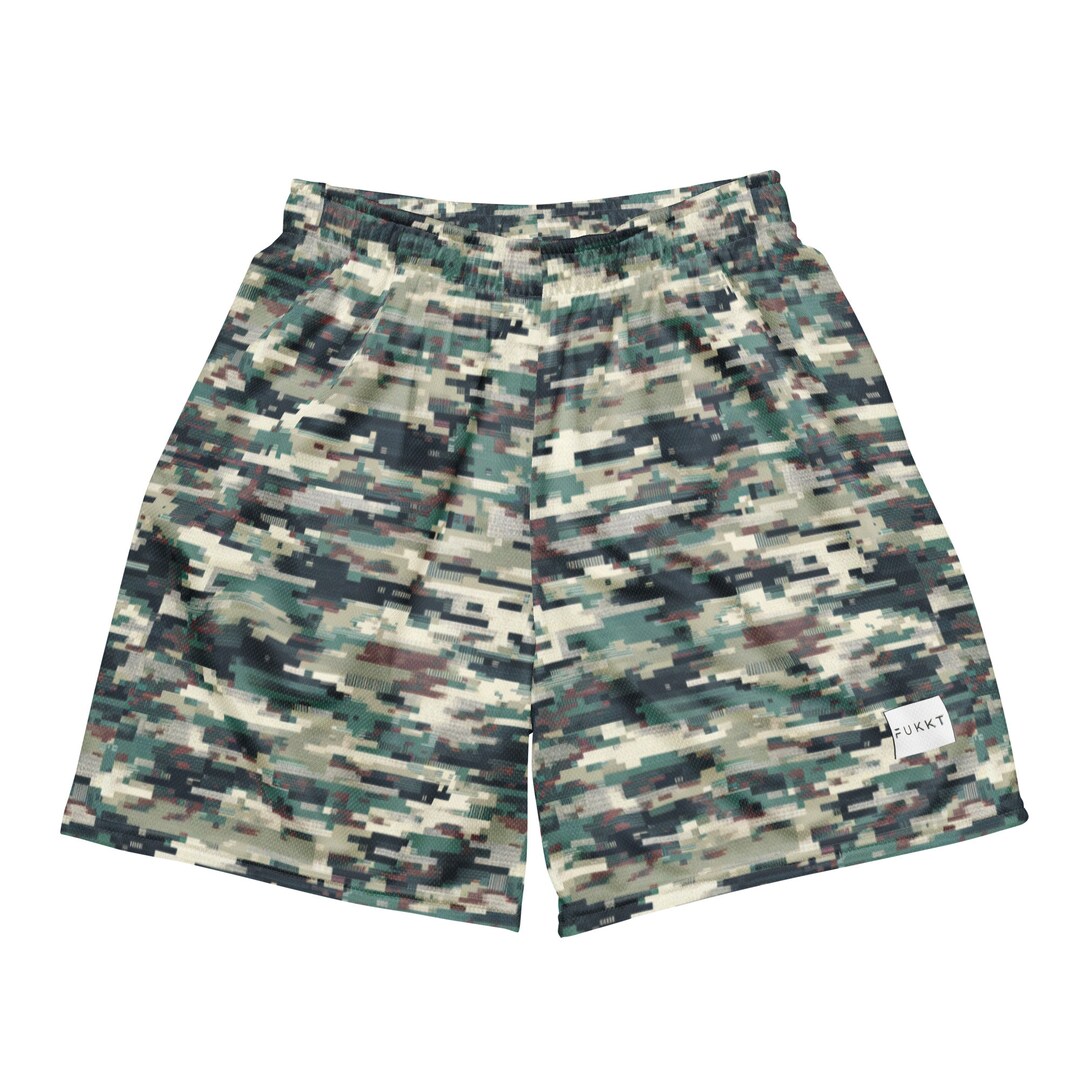 Pixelated Camouflage Glitchy Light Unisex Recycled Polyester Mesh ...