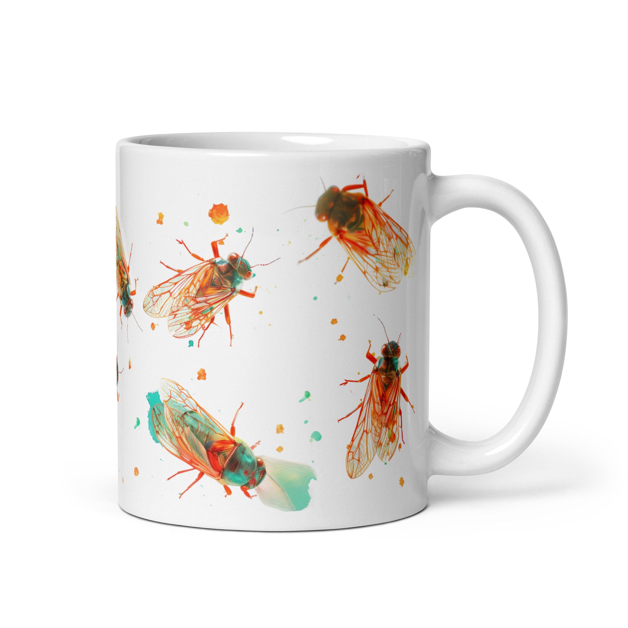Cicada Retro Grunge Bug White Glossy Mug - Etsy