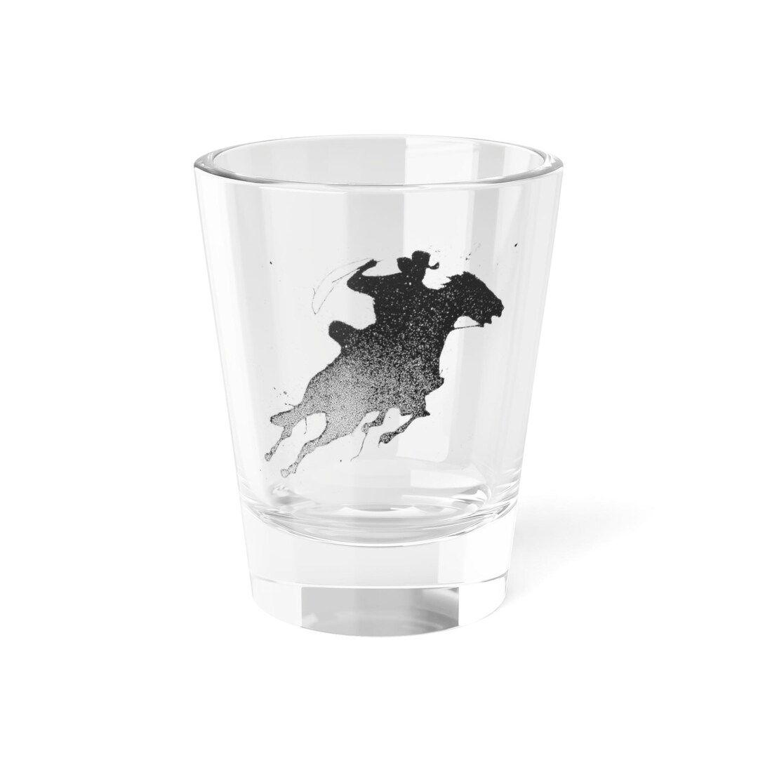 Horseback Riding Cowboy Shot Glass Stencil-style Urban Art 1.5oz Clear ...