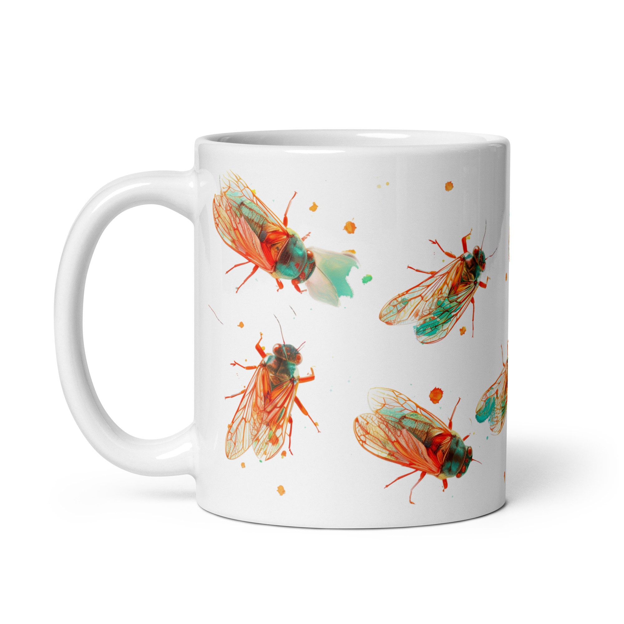 Cicada Retro Grunge Bug White Glossy Mug - Etsy