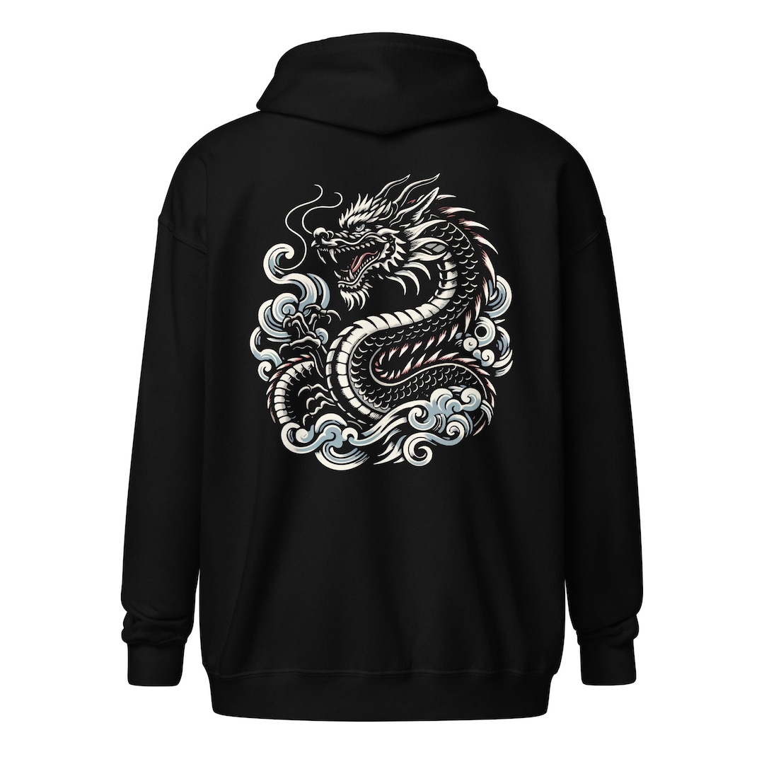 Dragon Unisex Zip Hoodie Classic Dragon Art Sweatshirt Mystical Dragon ...