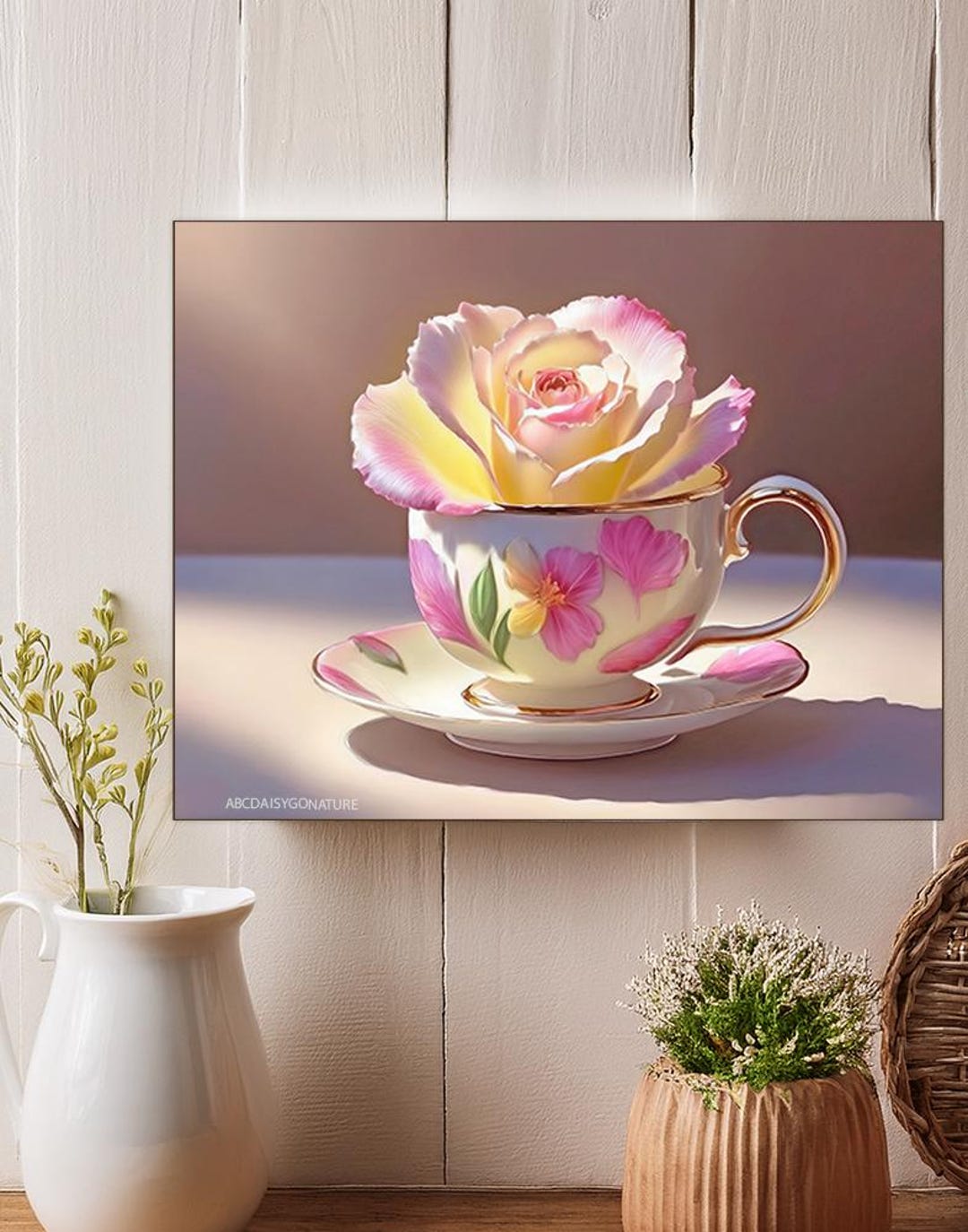 Porcelain Tea Cup Flower Art Print: Cottagecore Floral Wall Decor - Etsy
