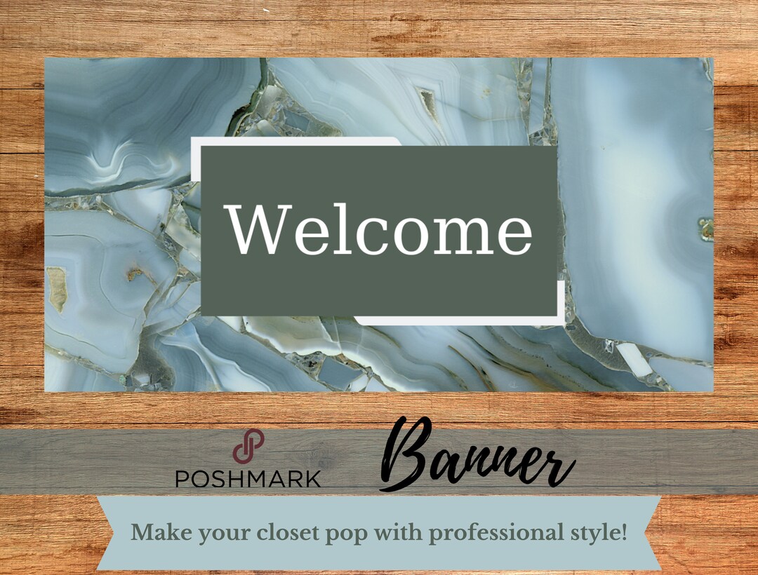 Poshmark Header Image Blue Silver Marble Collection Instant Digital ...