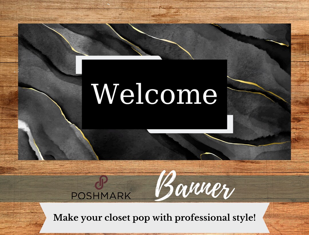 Poshmark Closet Banner Black Marble Collection Instant Digital Download ...