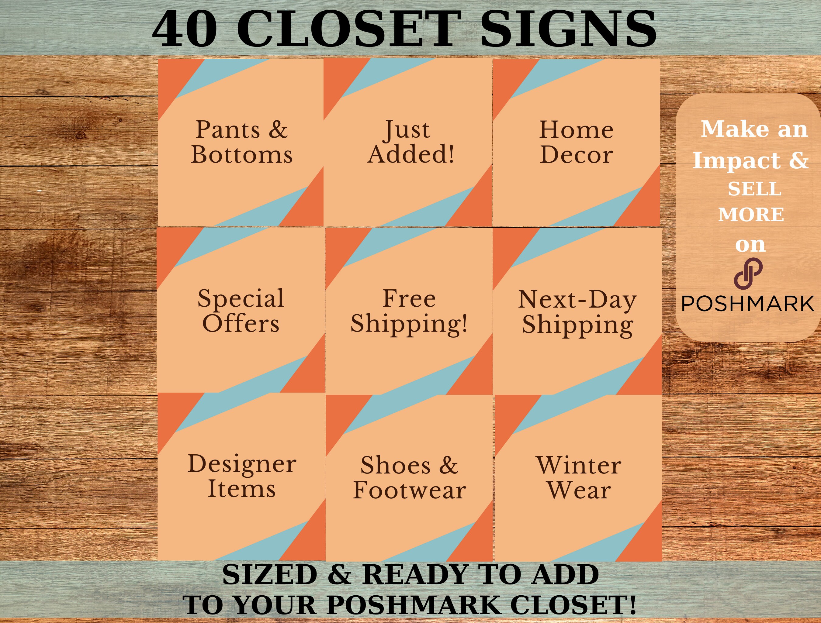 40 Poshmark Sale Signs Blue Peach Collection / Instant - Etsy
