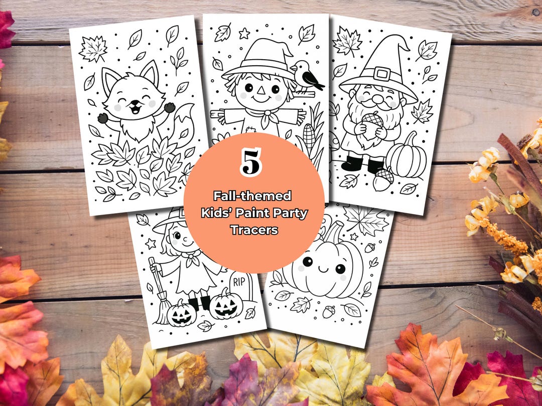 5 Fall Paint Party Tracers for Kids | Printable Coloring Pages | Easy ...