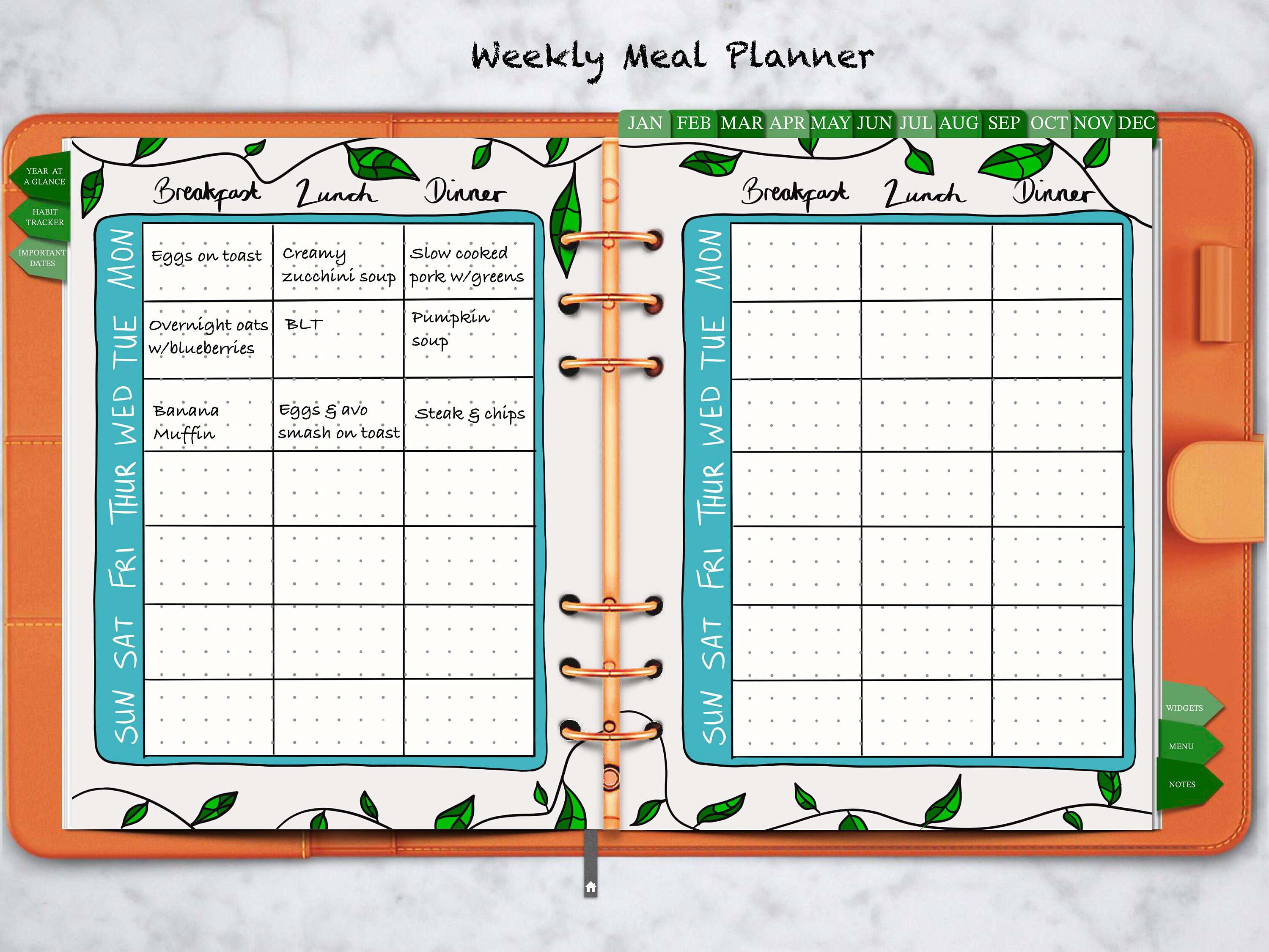 Undated Yearly Planner Habit Tracker Plant Theme Interactive Planner ...