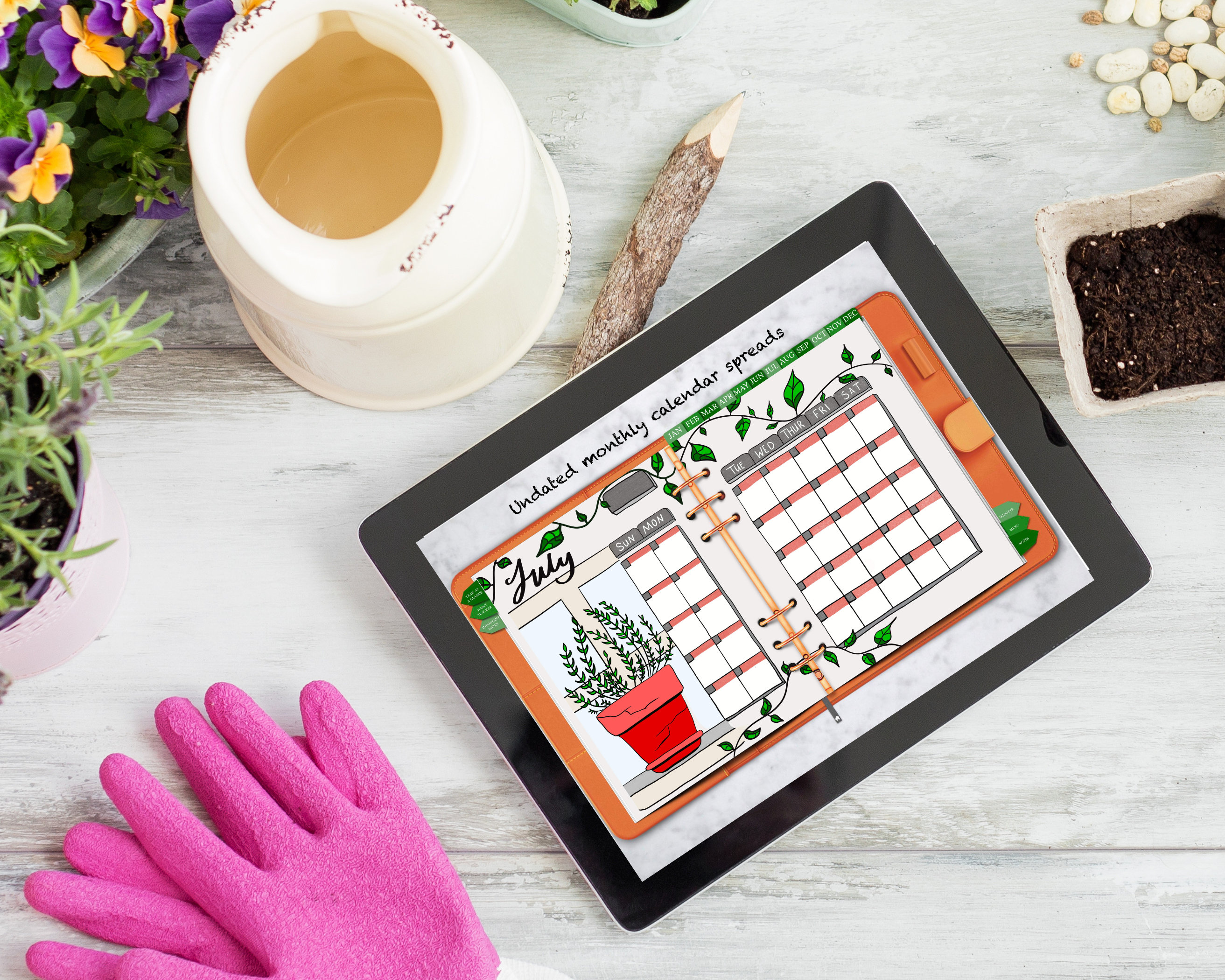 Undated Yearly Planner Habit Tracker Plant Theme Interactive Planner ...